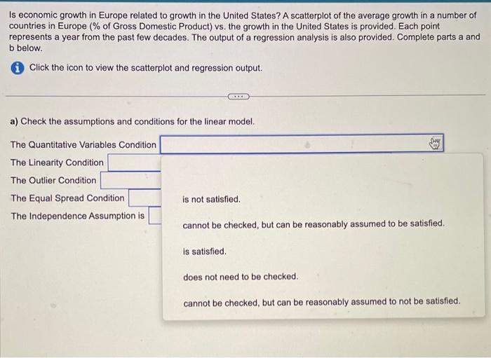 Is economic growth in Europe related to growth in the | Chegg.com