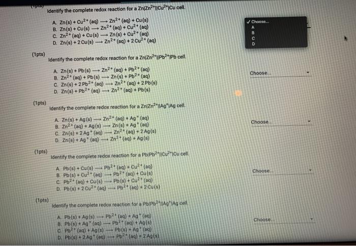 Solved Data And Lab Submission - Voltaic Cells (36pts) | Chegg.com