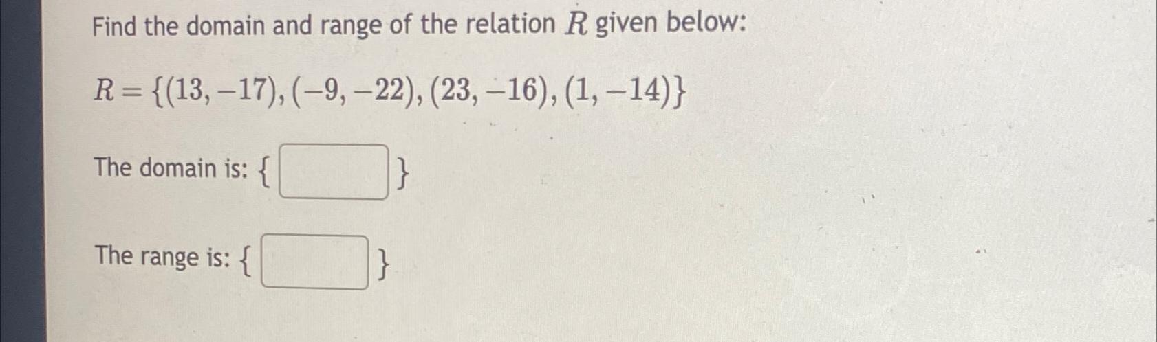 Solved Find the domain and range of the relation R ﻿given | Chegg.com