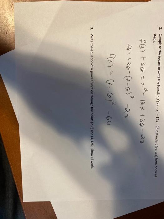 Solved 3. Write the equation of a power function through the | Chegg.com