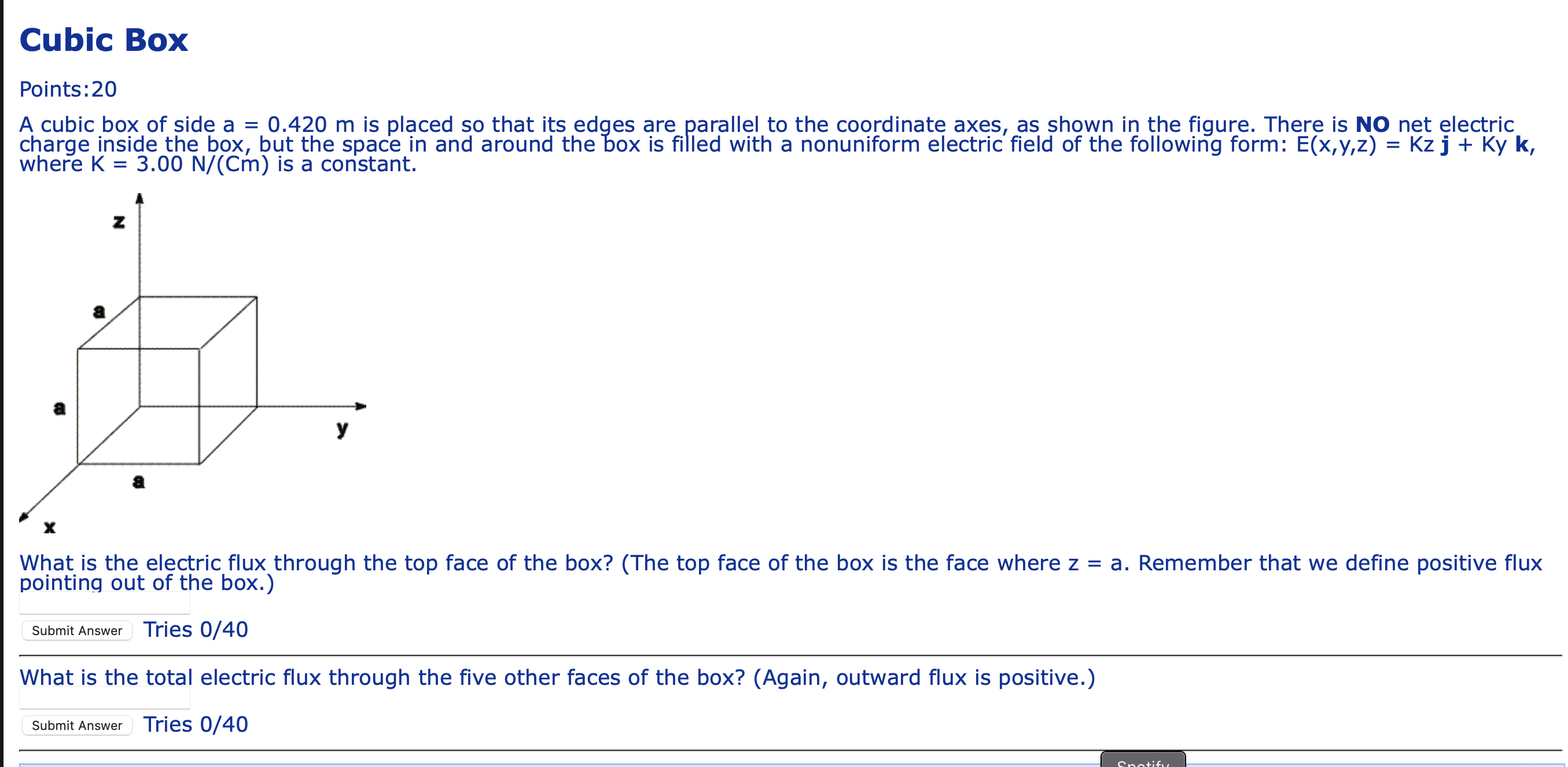 Solved Cubic Box Points:20 ﻿A cubic box of side | Chegg.com