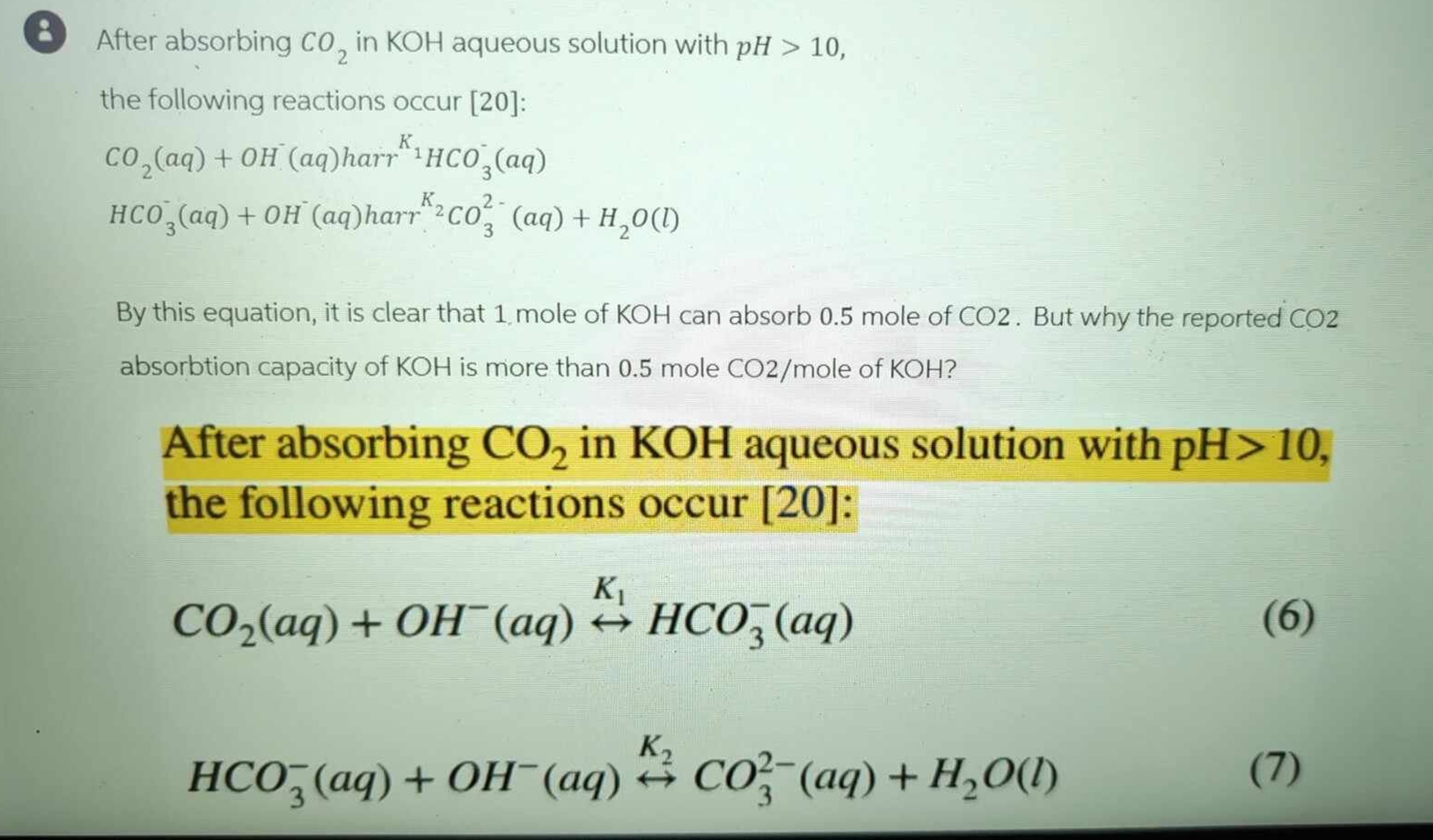 Solved From the stochiometry, 2 ﻿moles of KOH can capture 1 | Chegg.com