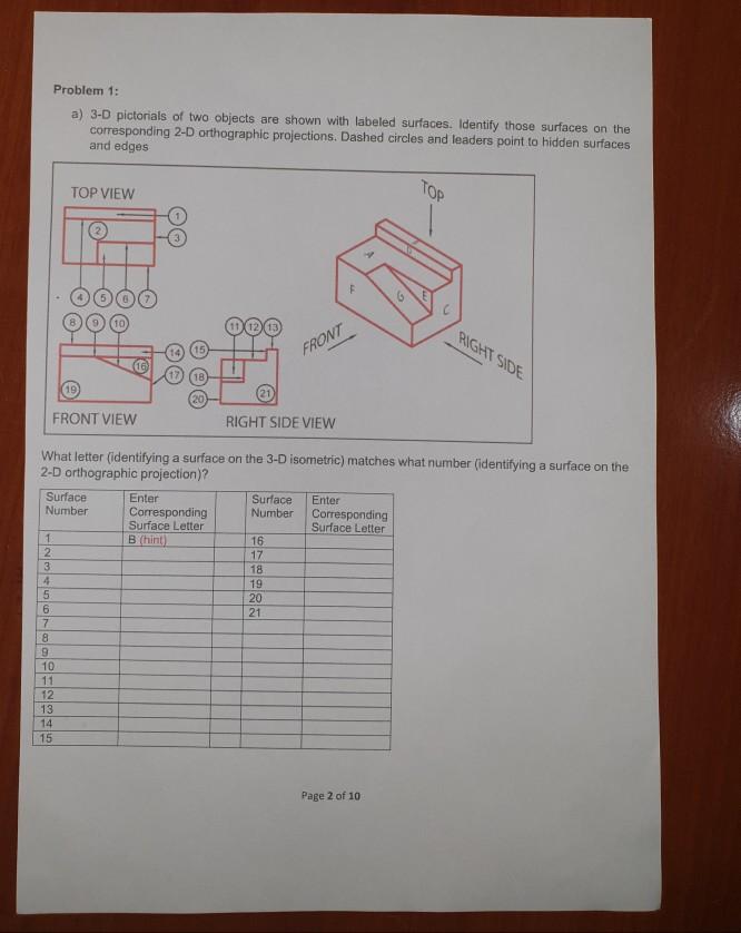 Solved Problem 1: a) 3-D pictorials of two objects are shown | Chegg.com