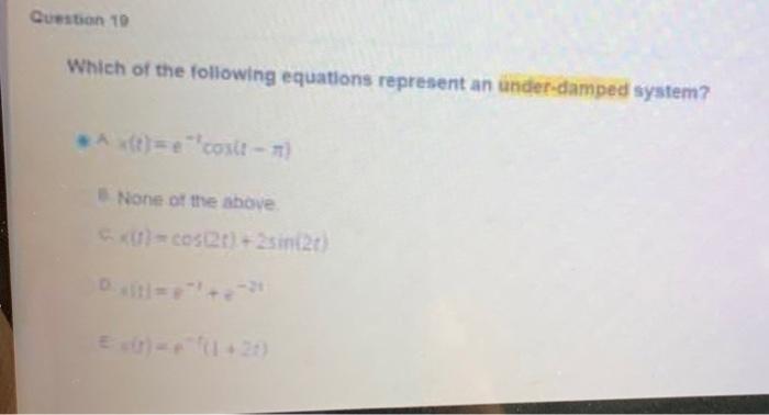 Which of the following equations represent an | Chegg.com