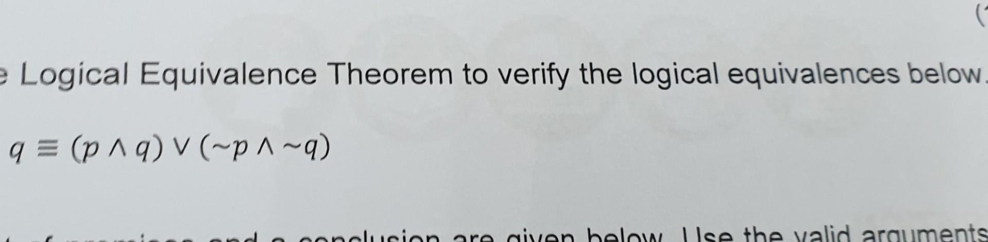 Solved e Logical Equivalence Theorem to verify the logical | Chegg.com