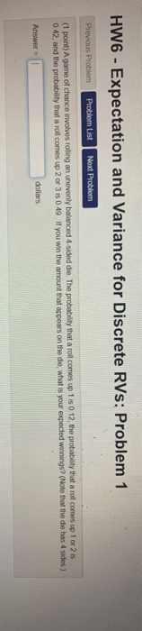 Solved HW6 - Expectation and Variance for Discrete RVs: | Chegg.com