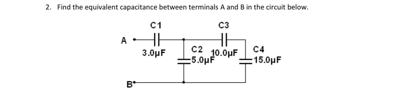Solved by an EXPERT Find the equivalent capacitance between terminals A | Chegg.com