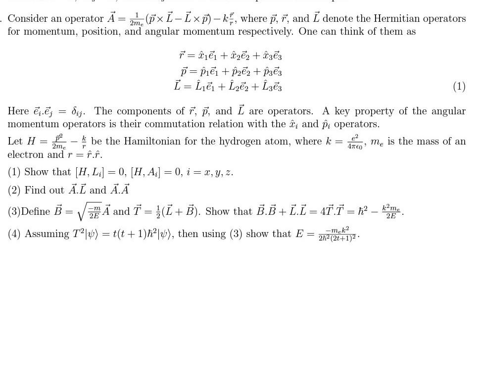 Solved Consider an operator \( \vec{A}=\frac{1}{2 | Chegg.com