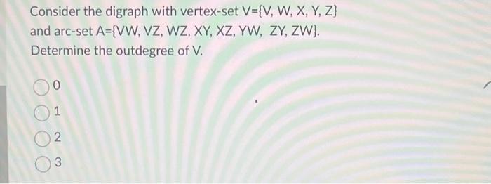 Solved Consider the digraph with vertex-set V={V,W,X,Y,Z} | Chegg.com