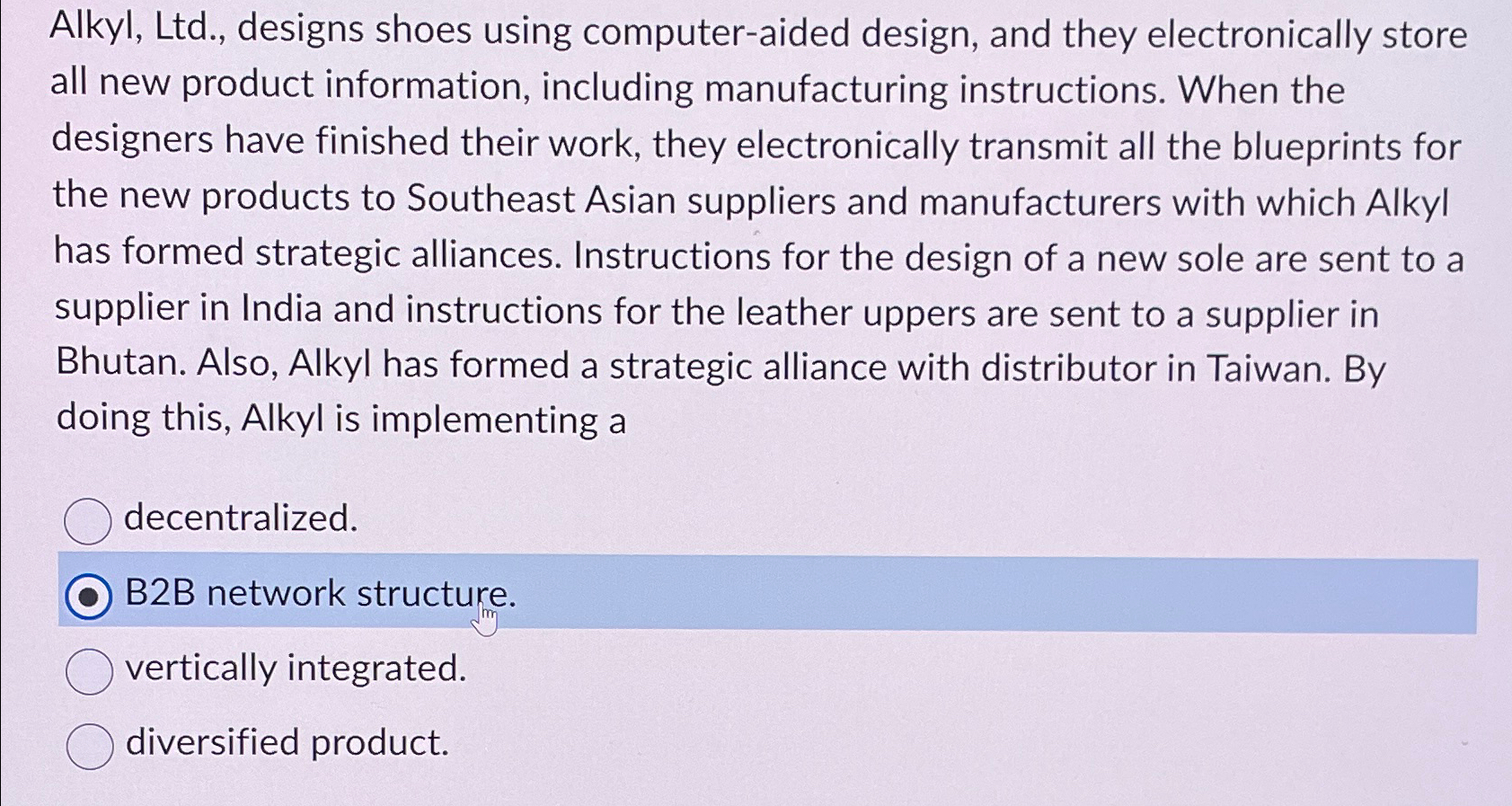 Solved Alkyl, Ltd., ﻿designs shoes using computer-aided | Chegg.com
