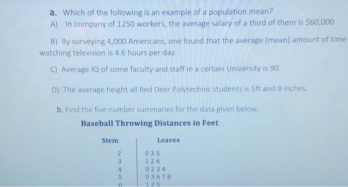 Solved a. Which of the following is an example of a | Chegg.com