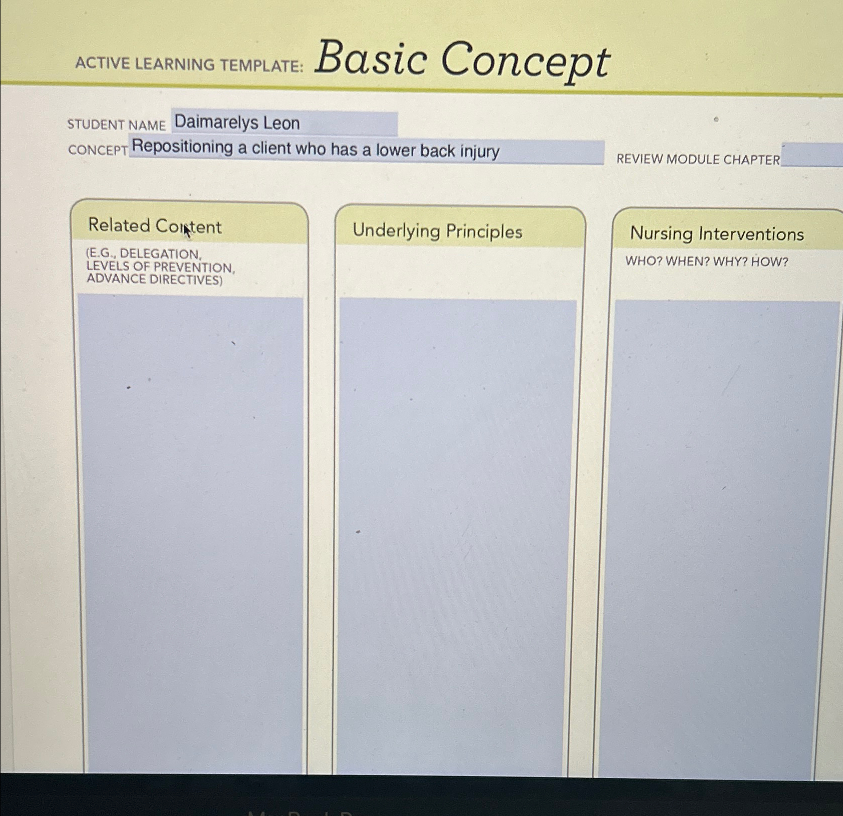 Solved active learning template: Basic ConceptSTUDENT NAME | Chegg.com