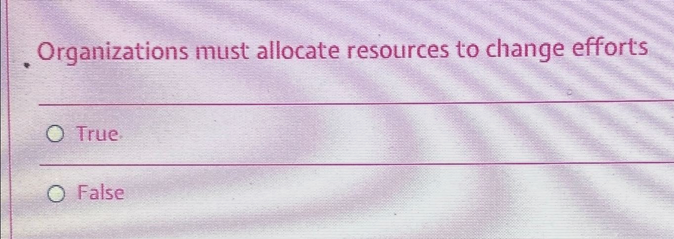 Solved Organizations must allocate resources to change | Chegg.com