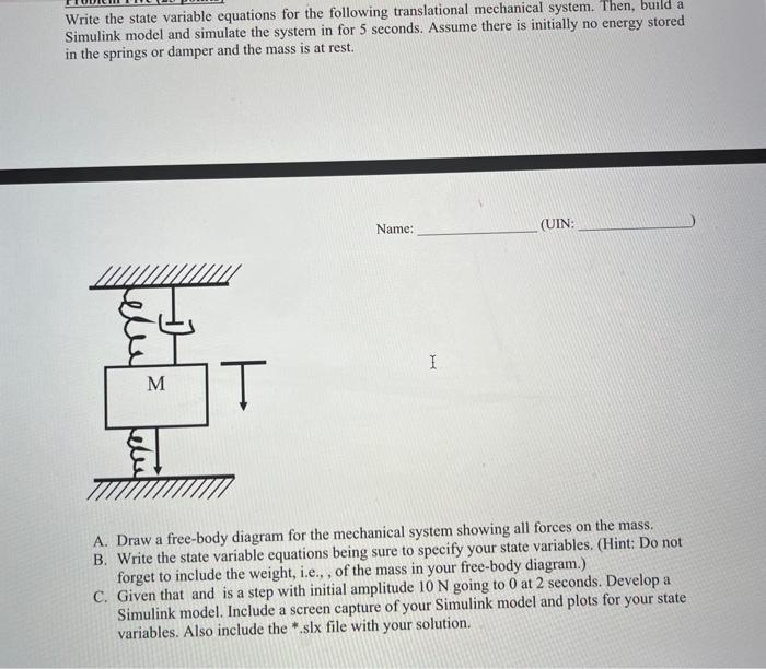 Solved Write the state variable equations for the following | Chegg.com