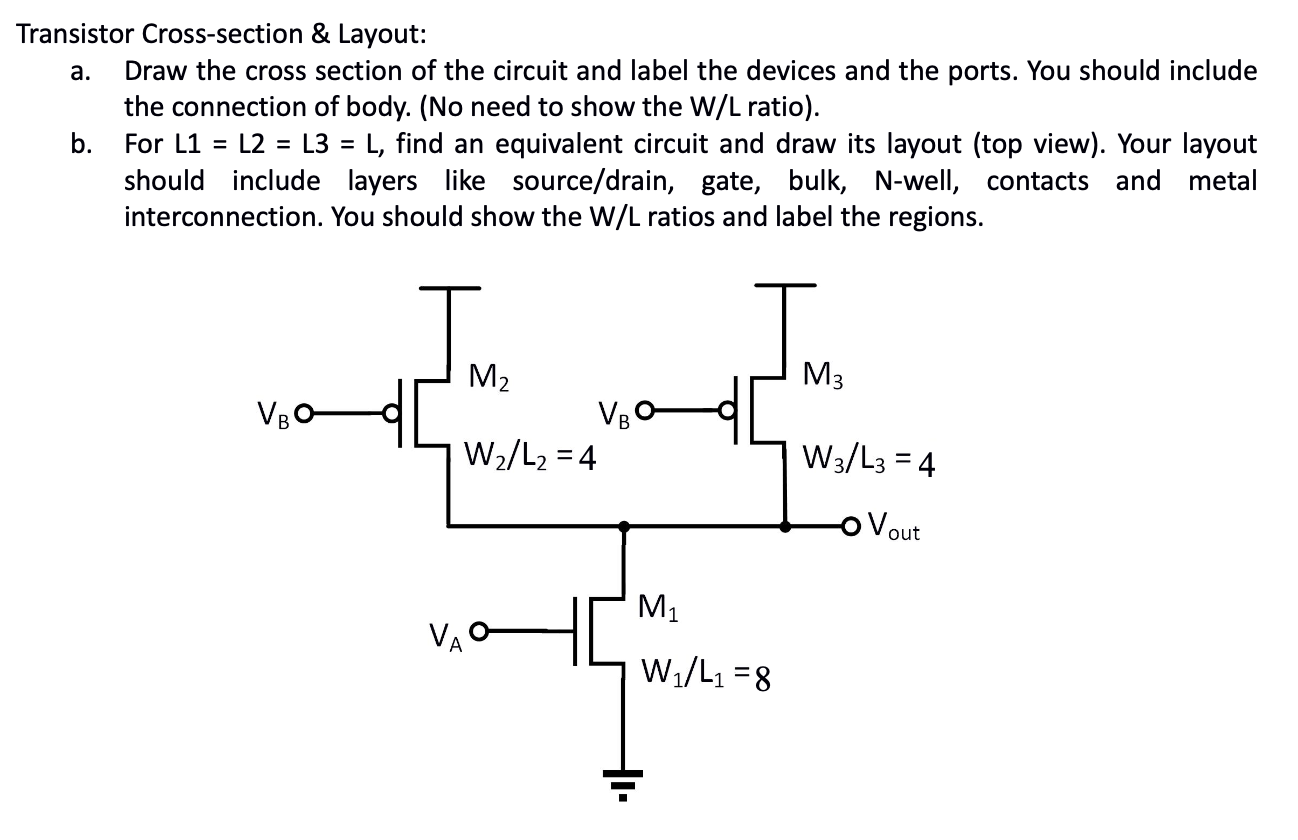 Solved Transistor Cross-section \& Layout: a. ﻿Draw the | Chegg.com