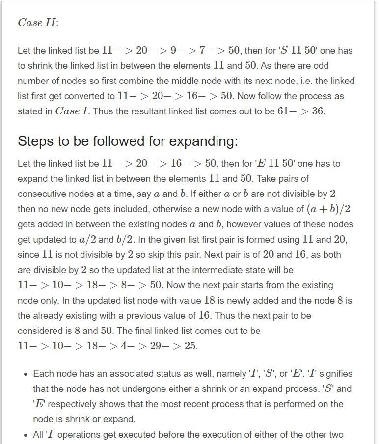 Solved Shrink and Expand Linked List Problem Code: Implement | Chegg.com