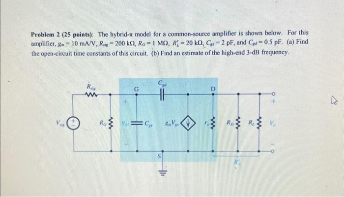 Solved Problem 2 (25 points): The hybrid- π model for a | Chegg.com