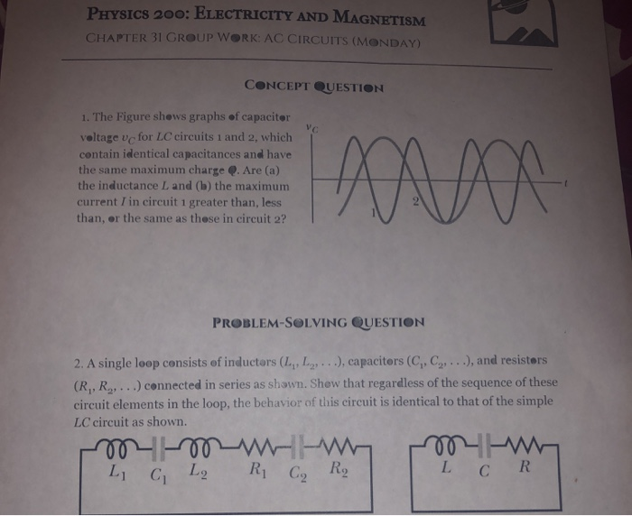 Solved PHYSICS 200: ELECTRICITY AND MAGNETISM CHAPTER 31 | Chegg.com
