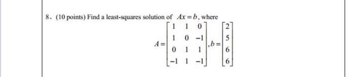 Solved 8. ( 10 points) Find a least-squares solution of | Chegg.com