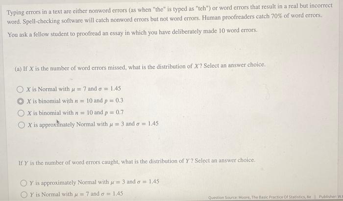 Solved Typing errors in a text are either nonword errors (as | Chegg.com
