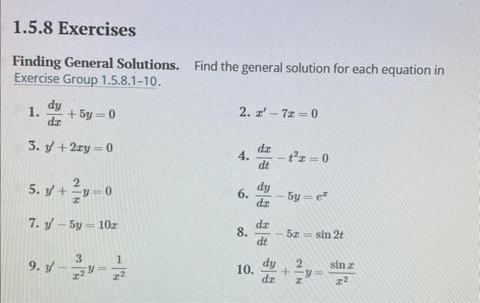 Solved Finding General Solutions. Find the general solution | Chegg.com