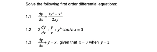 Solved Solve the following first order differential | Chegg.com