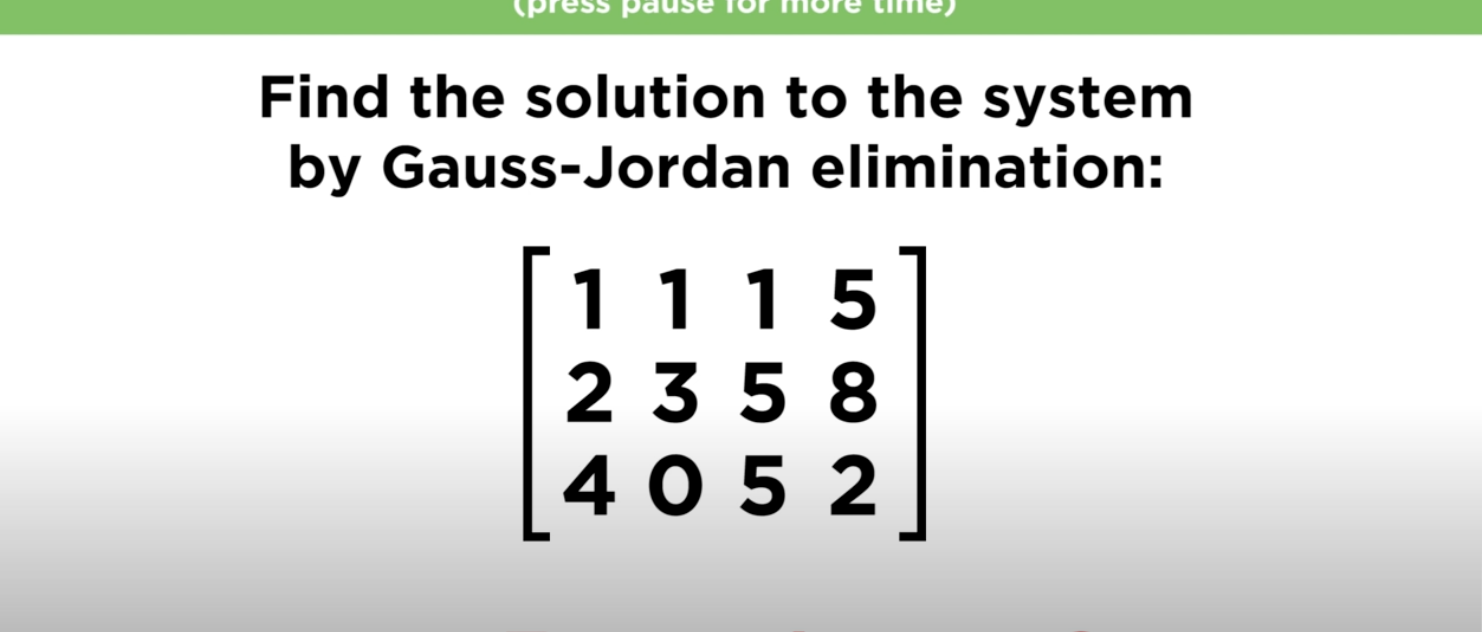 Solved Find the solution to the systemby Gauss-Jordan | Chegg.com