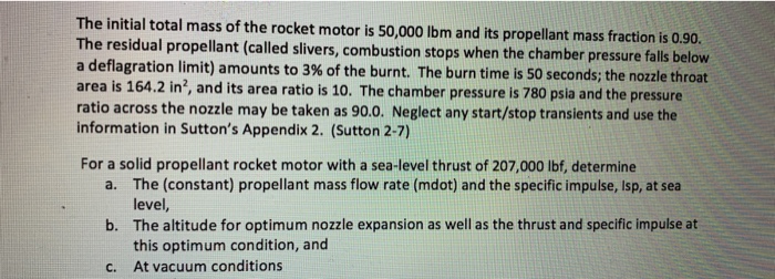 Solved The initial total mass of the rocket motor is 50,000 | Chegg.com