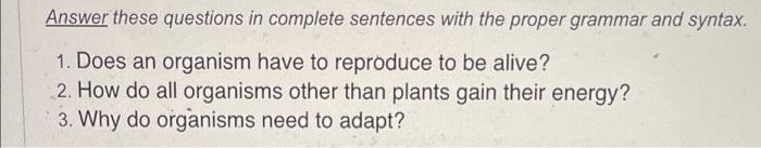 Solved Answer these questions in complete sentences with the | Chegg.com
