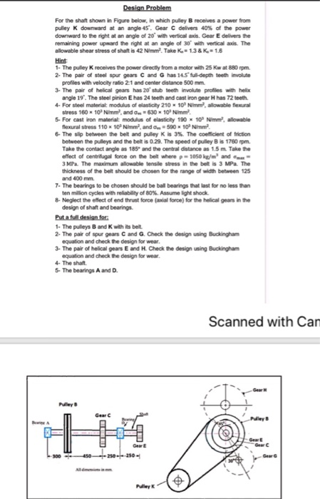 Design Problem For the shaft shown in Figure below, | Chegg.com