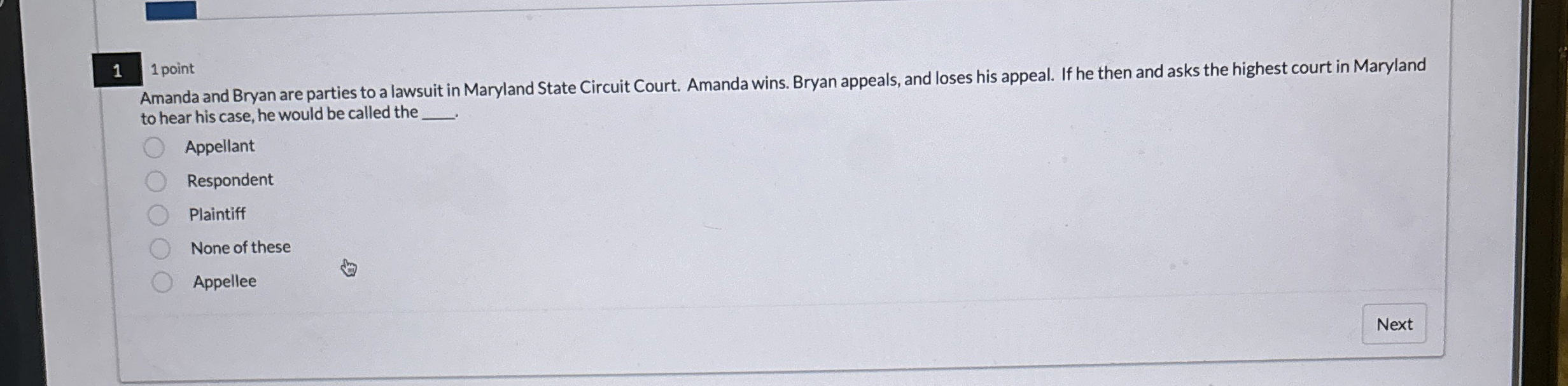 Solved 11 ﻿pointAmanda and Bryan are parties to a lawsuit in | Chegg.com
