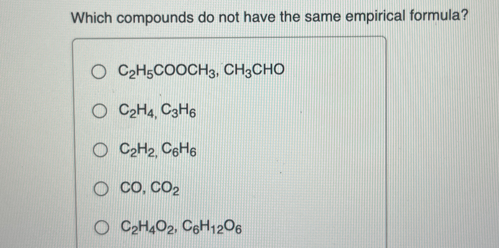 Which compounds do not have the same empirical | Chegg.com