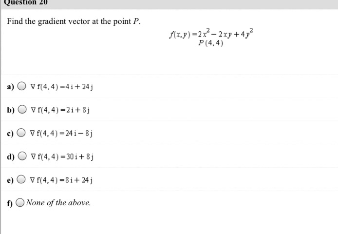 Solved Question 20 Find the gradient vector at the point P. | Chegg.com