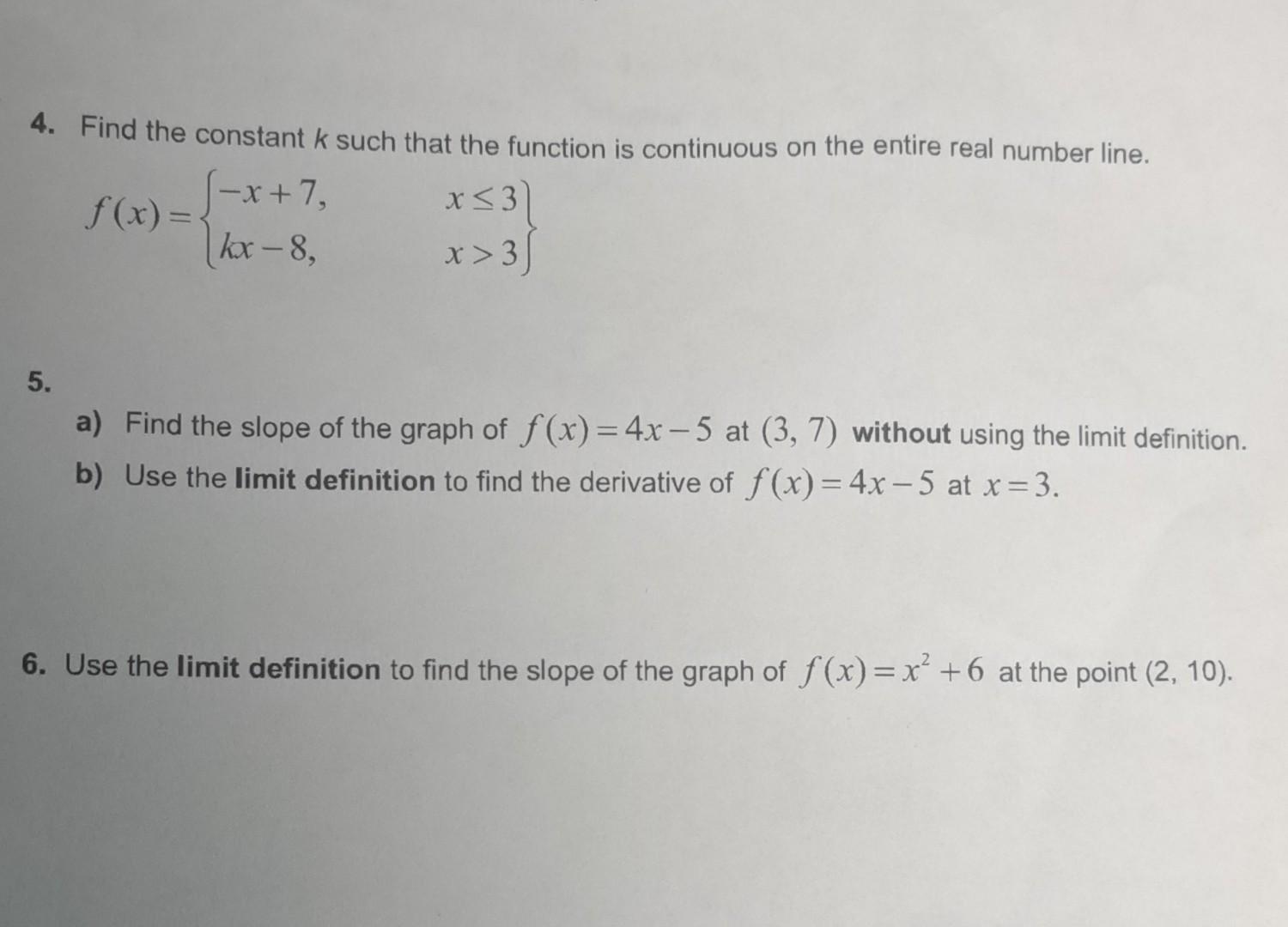Solved 4. Find the constant k such that the function is | Chegg.com