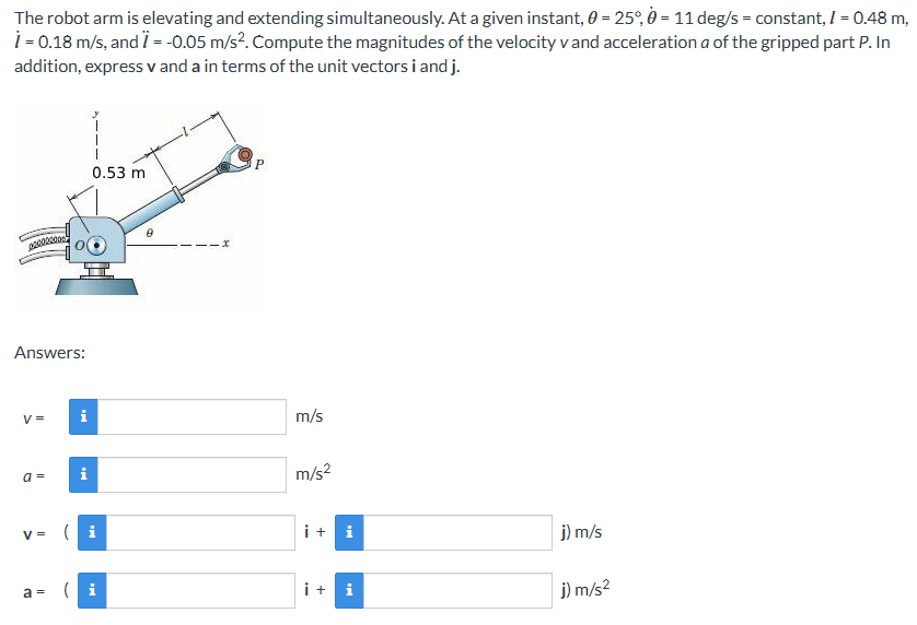 Solved The robot arm is elevating and extending | Chegg.com