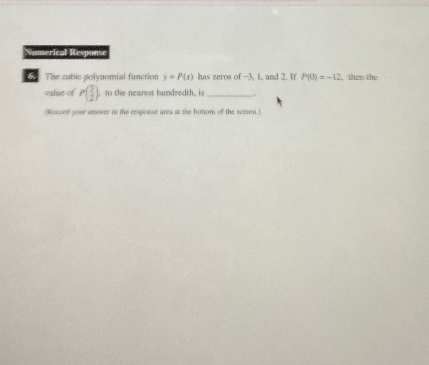 Solved Vumerieal ResponseThe cubic polynomial function | Chegg.com