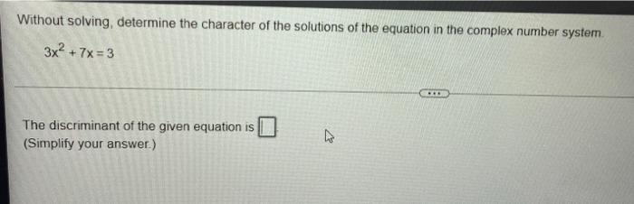 Solved Without solving, determine the character of the | Chegg.com