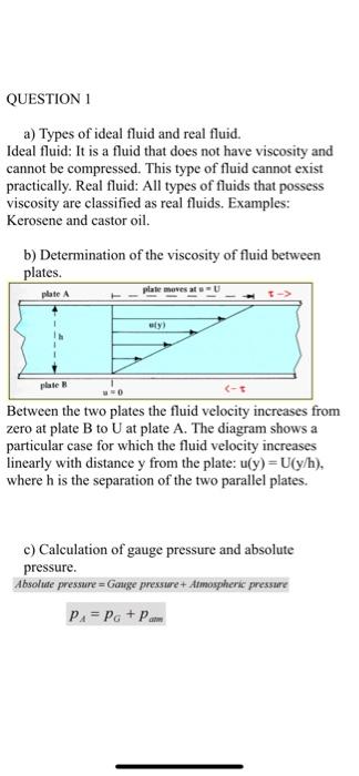 Solved QUESTION 1 a) Types of ideal fluid and real fluid. | Chegg.com