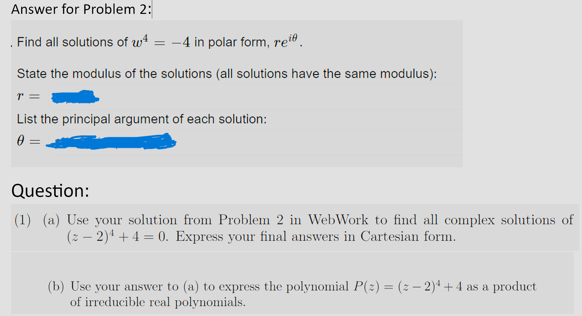 Solved Question:(1) (a) ﻿Use your solution from Problem 2 | Chegg.com