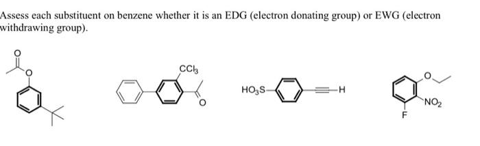 Solved Assess each substituent on benzene whether it is an | Chegg.com