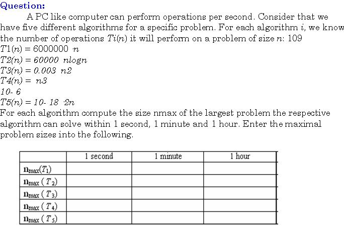 A PC like computer can perform operations per second. | Chegg.com