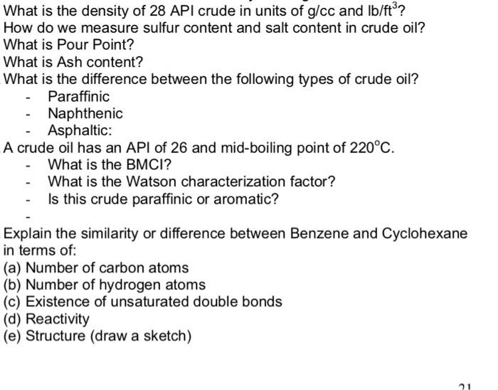Solved What is the density of 28 API crude in units of g/cc | Chegg.com