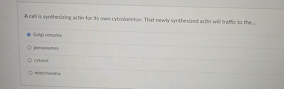 Solved A cell is synthesizing actin for its own | Chegg.com