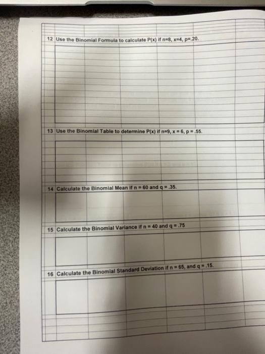 Solved 12 Use the Binomial Formula to calculate P(x) if n=8, | Chegg.com