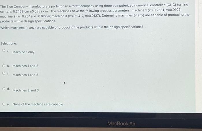 Solved The Elon Company manufacturers parts for an aircraft | Chegg.com