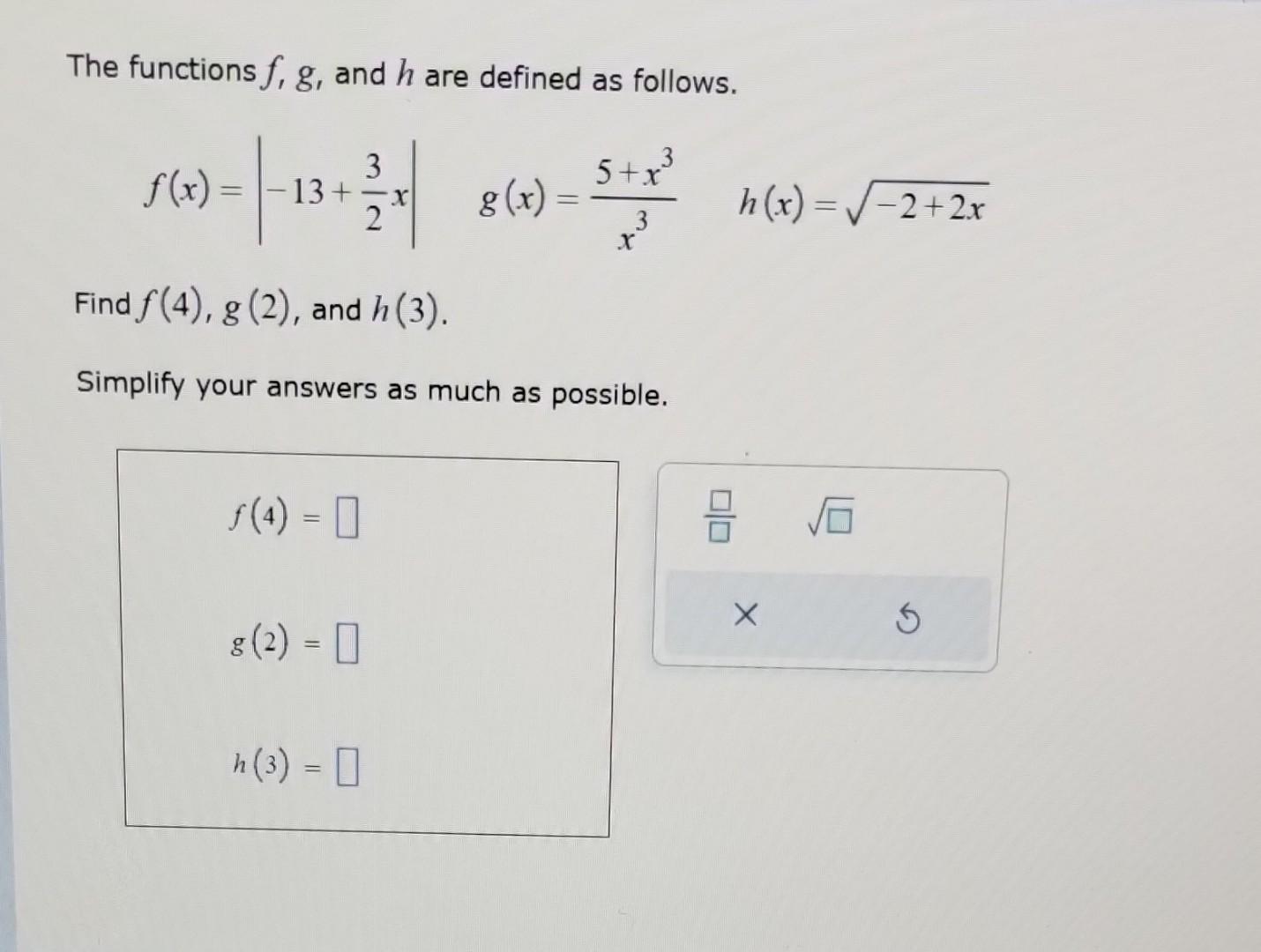 Solved The functions f,g, and h are defined as follows. | Chegg.com