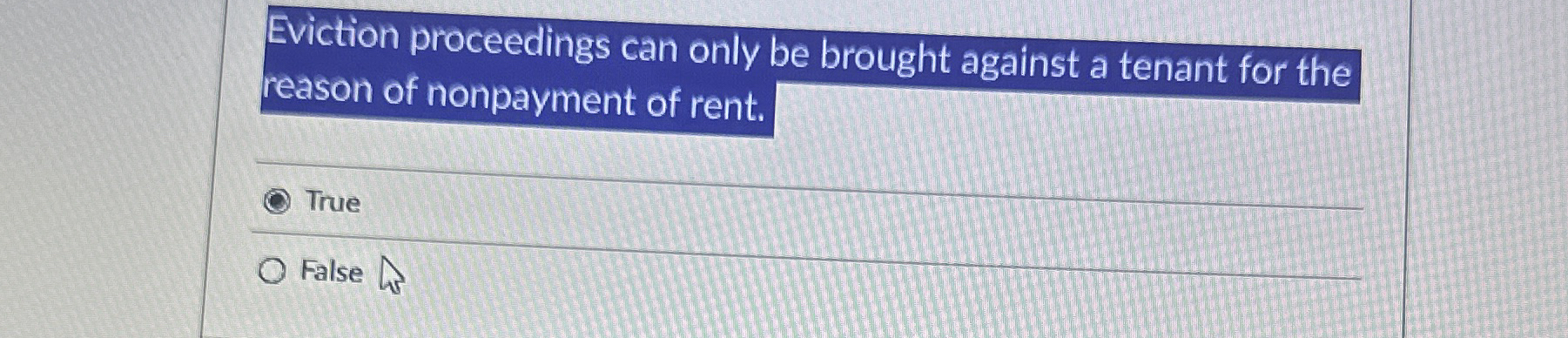 Solved Eviction proceedings can only be brought against a | Chegg.com