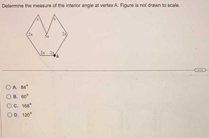 Solved Determine the measure of the interior angle at vertex | Chegg.com