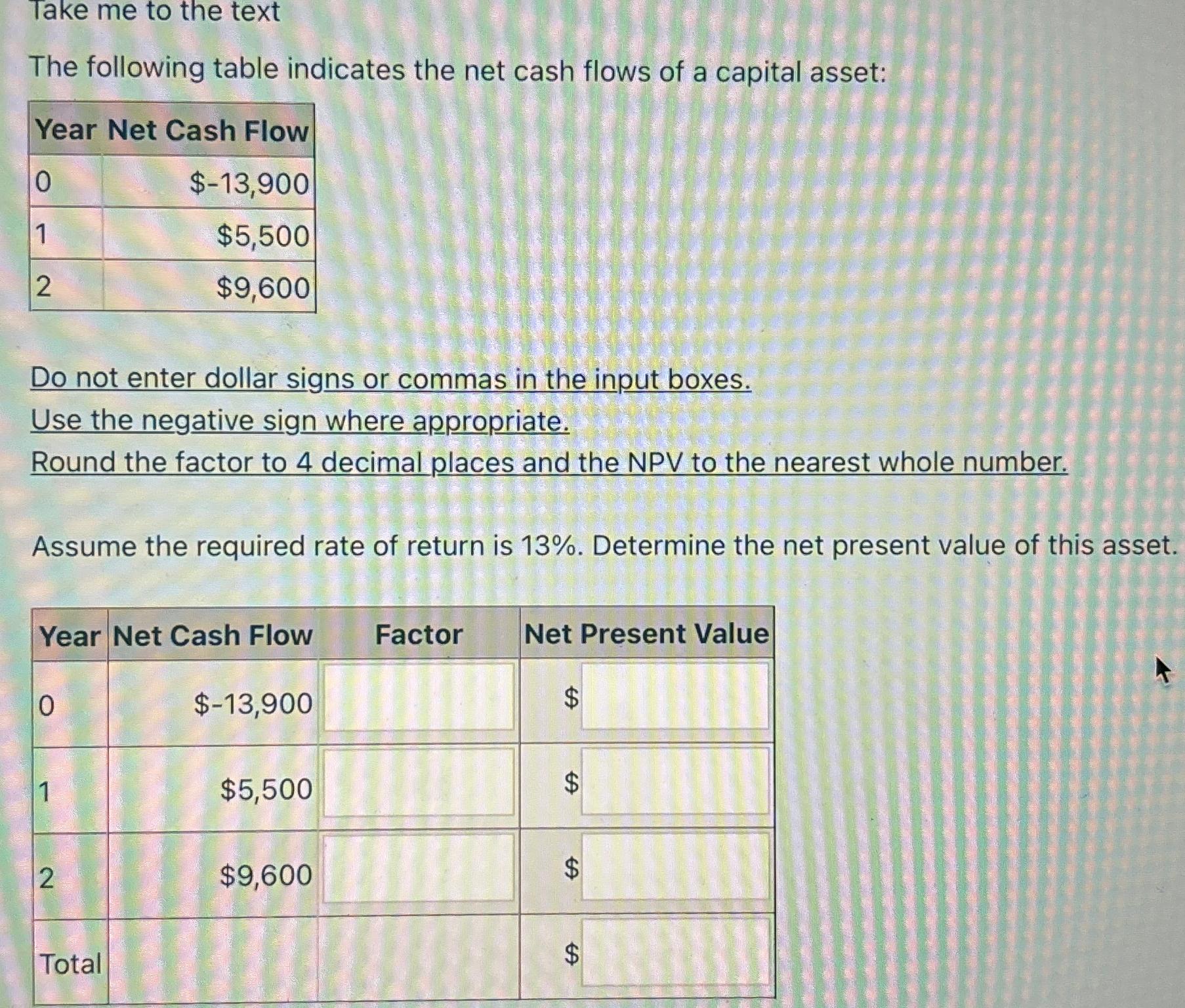 Solved Take me to the textThe following table indicates the | Chegg.com