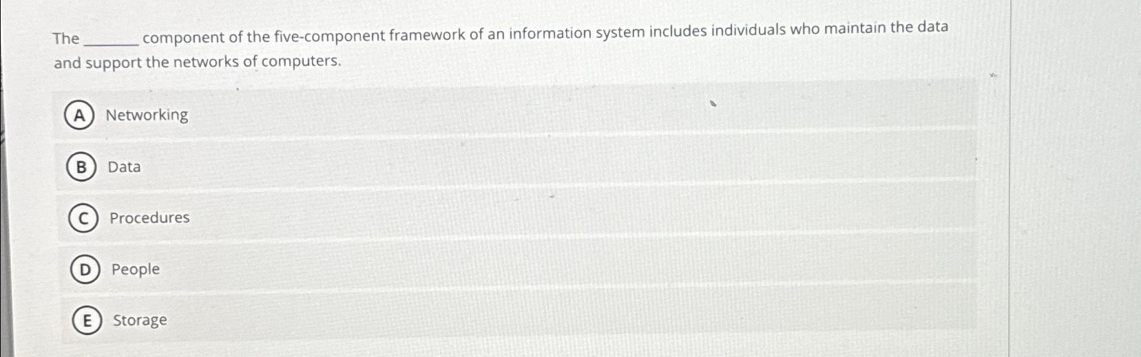 Solved The component of the five-component framework of an | Chegg.com